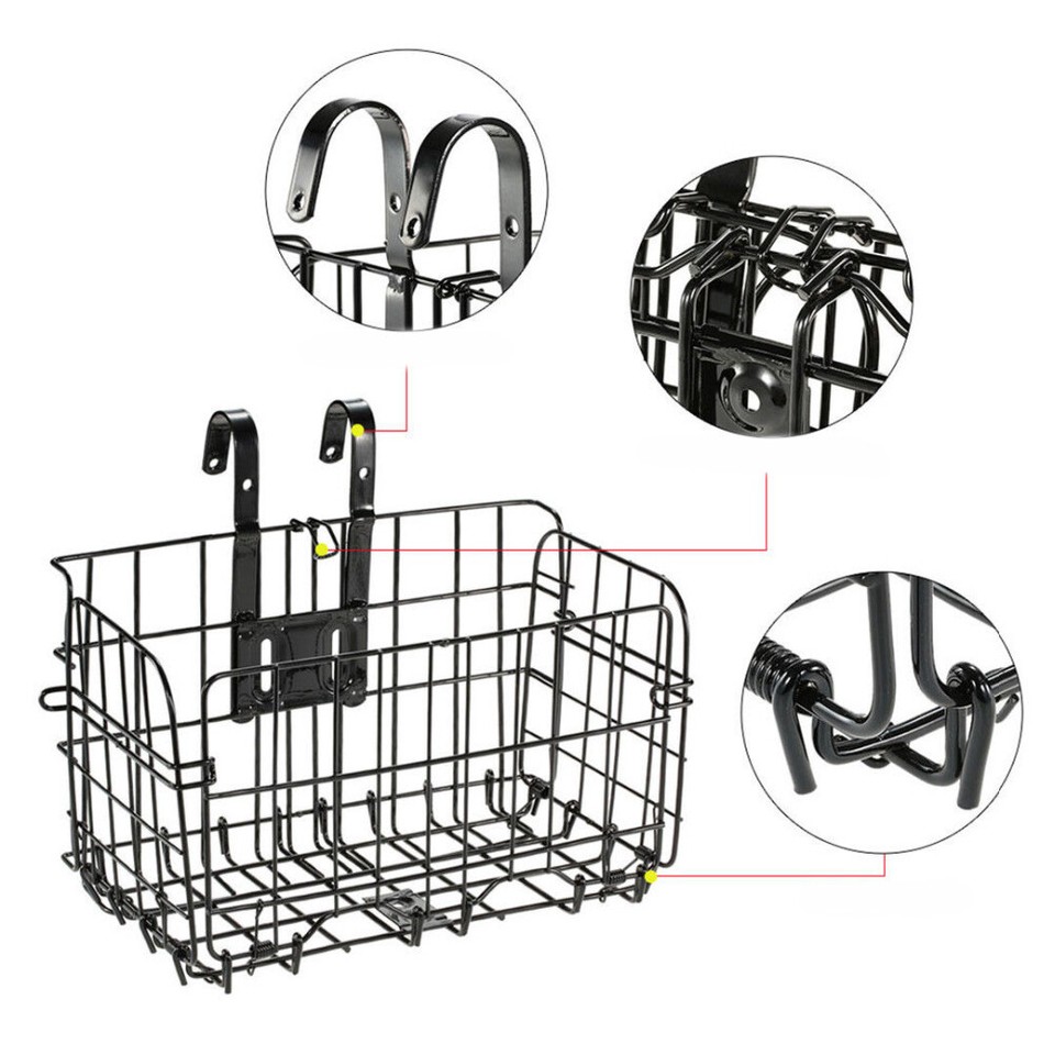 US 1 Pack Folding Rear Bike Basket Wire Mesh Fold-Up Detchable Front ...