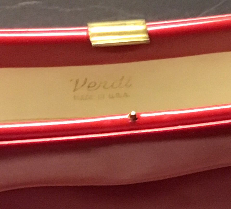 Vintage Verdi Purse / Handbag Red Faux Leather With Gold Hardware ...