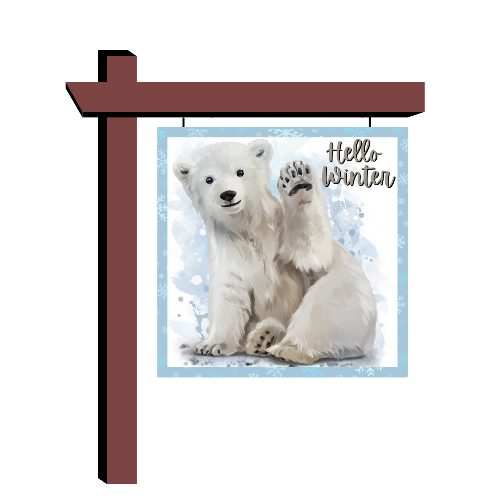 Hello Winter Polar Bear Sign or Door Hanger | eBay