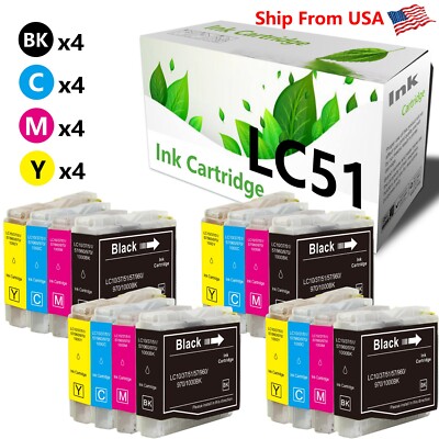 16-Pack LC51 LC-51 Ink Cartridge for DCP-130C MFC-3360C DCP-750CNU ...