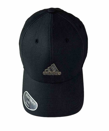 NWT Adidas Men’s Stadium II Stretch Fit Aeroready Black Hat Metal Logo ...