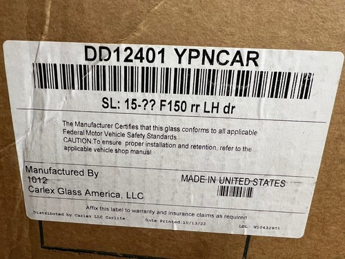 Genuine Ford Carlite FL3Z-1625713-G Rear LH Door Glass 15-22 Ford F150 ...