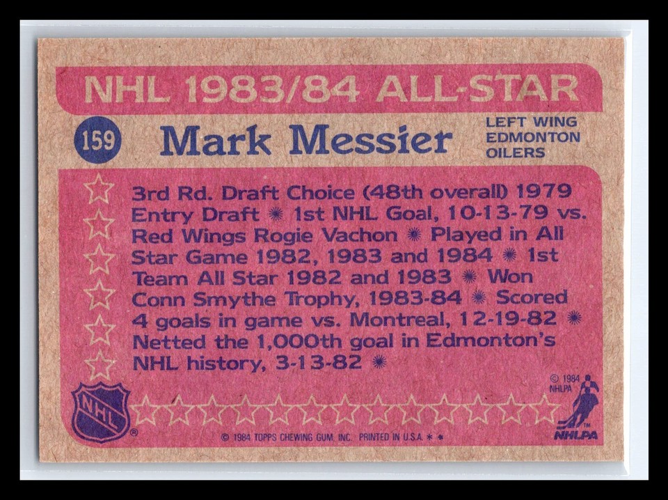 1988-89 Topps Hockey #159 Mark Messier Allstar Card Edmonton Oilers | eBay