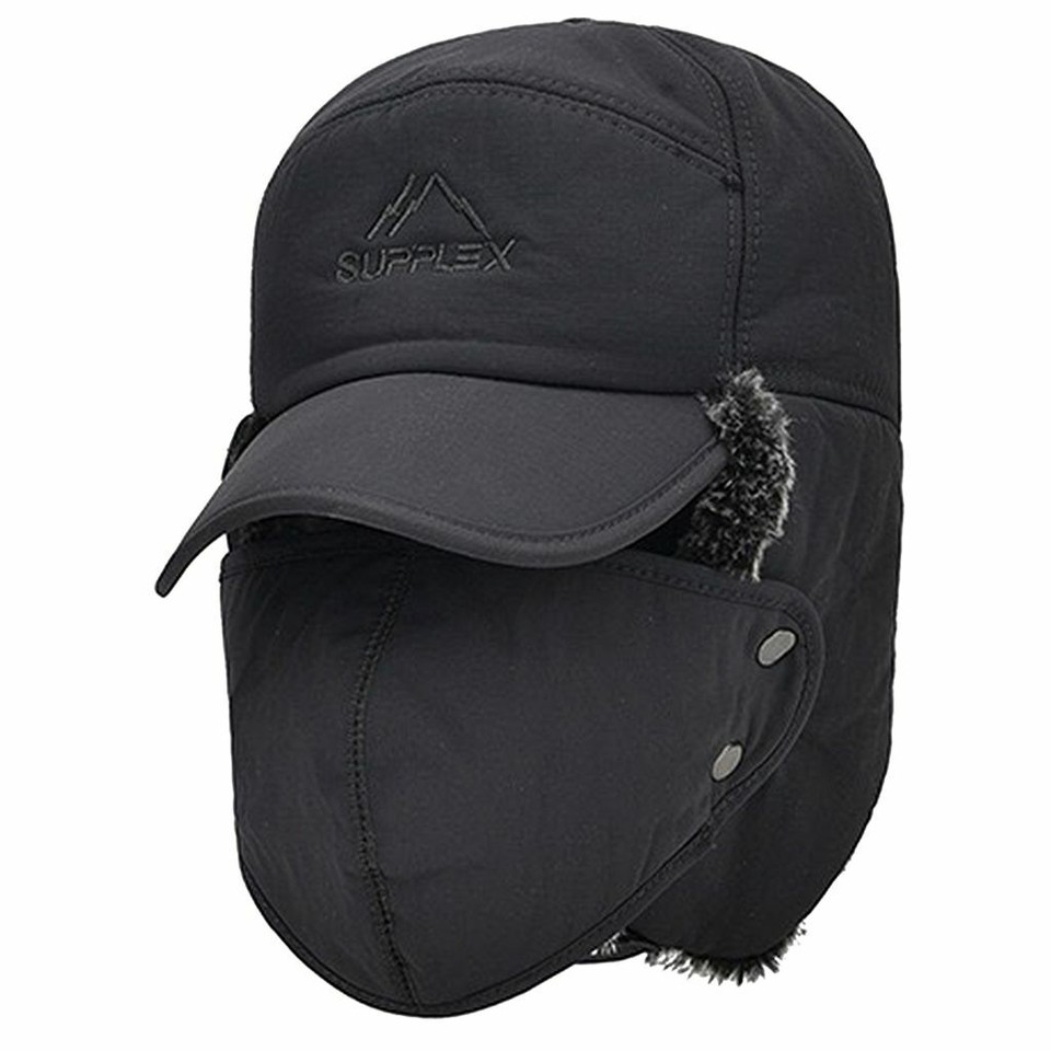 Winter Warm Fleece Lined Hat Windproof Ski Cap with Ear Flaps for Cold ...