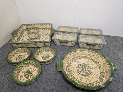 Temp-tations By Tara Old World Green 10 Piece Lot Presentable Ovenware ...