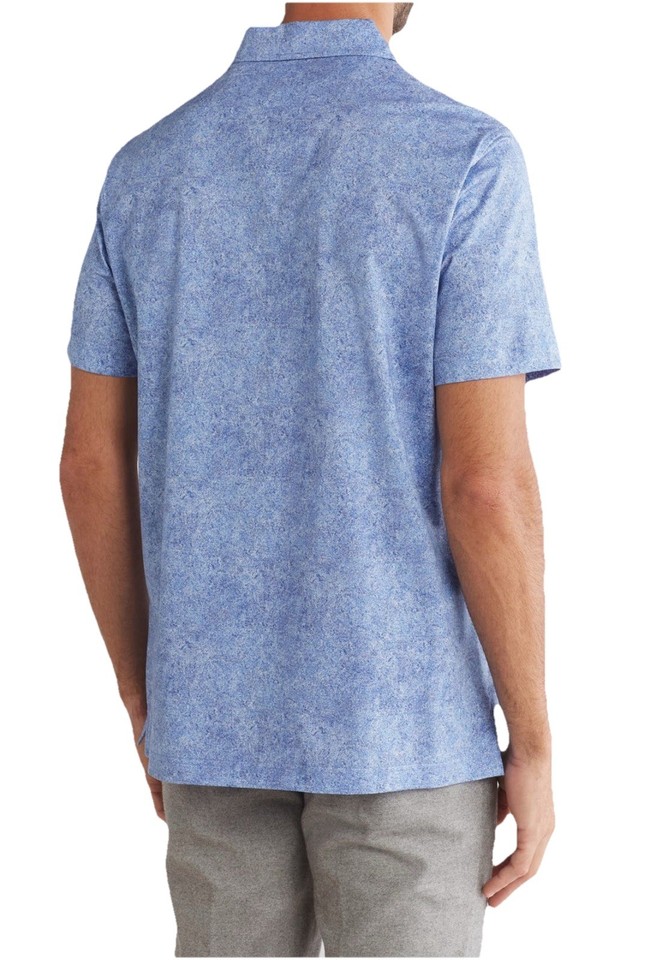 Bugatchi Polo Shirt Mens XL Blue OoohCotton Tech 8 Way Stretch XL Was ...