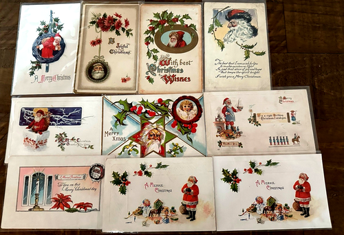 Cute Lot of 10 Tiny Santa Claus ~Vintage ~Antique~Christmas Postcards ...
