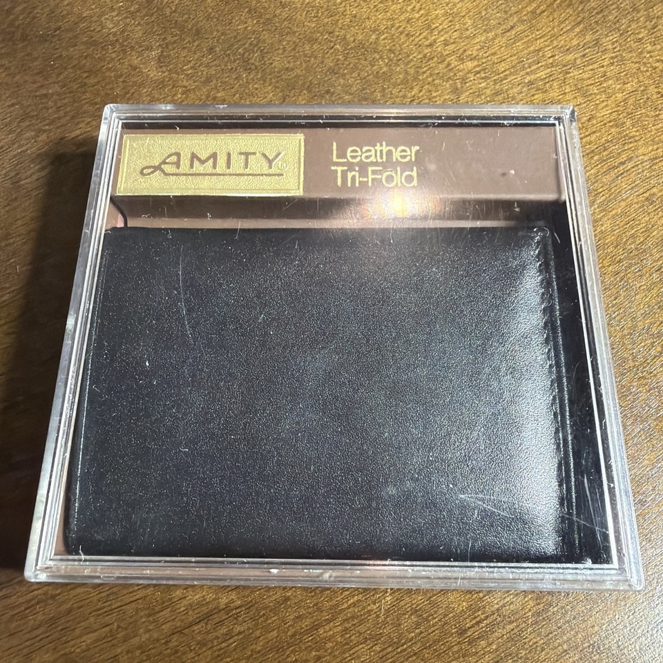 NIB Vintage Amity Men's Bi-fold Leather Billfold Wallet Reddish Black ...