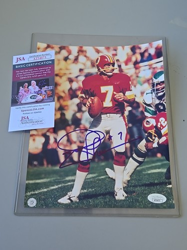Joe Theismann Signed 8x10 Redskins Autograph JSA COA Large Auto ...