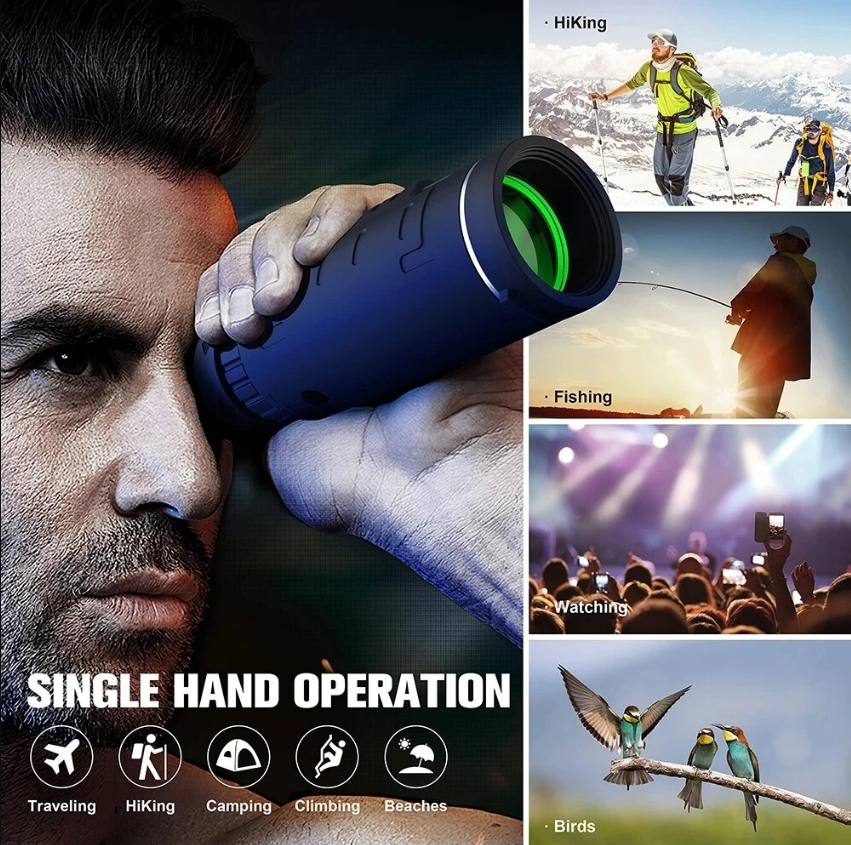 80x100 Zoom HD Monocular Starscope Monocular Telescope Day/Night BAK4 ...