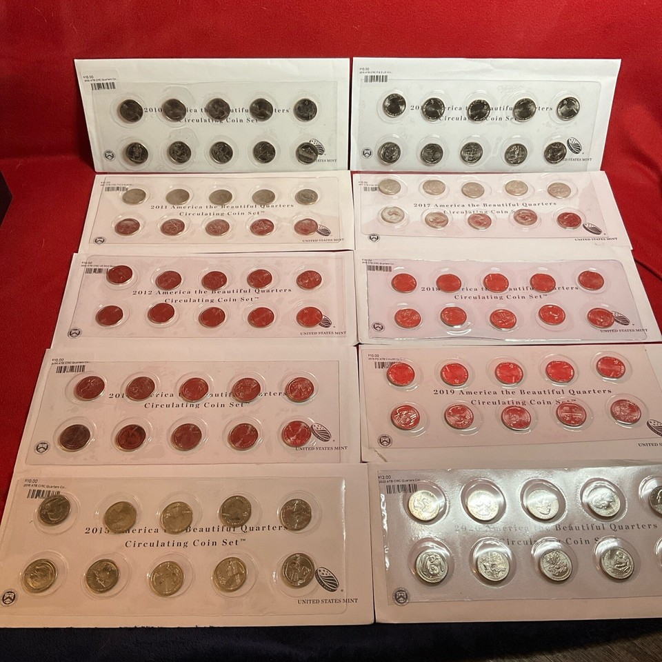 2010-2020 ATB Quarters Complete Uncirculated US Mint Sets: Lot 10 Sets ...