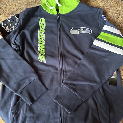 NFL Seattle Seahawks Emb Logo,patch/print Full Zip Football Hoodie ...