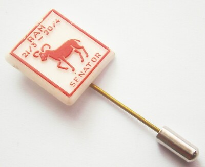 P212) Ram Aries Senator Zodiac Star sign vintage advertising tie lapel ...