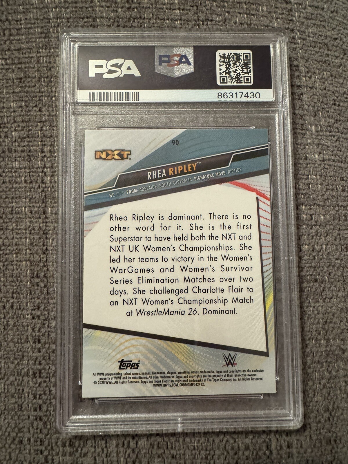 Rhea Ripley 2020 Topps WWE Finest Rookie Card PSA 10. | eBay