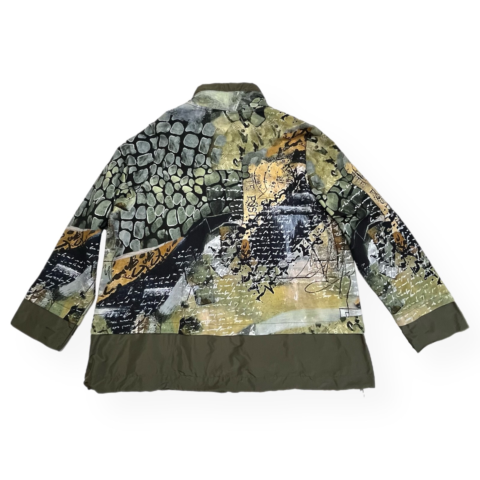 Simply Art by Dolcezza Jacket XL Olive Green Abstract… - Gem