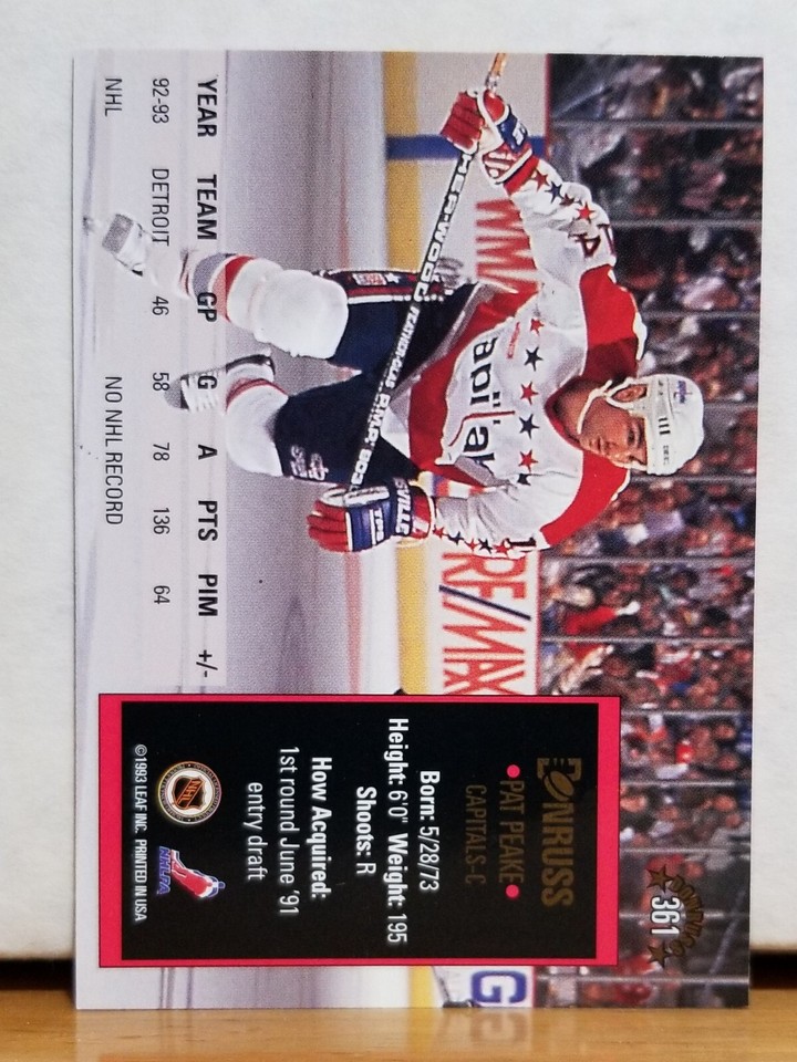 1993-94 Donruss Pat Peake Washington Capitals #361 | eBay