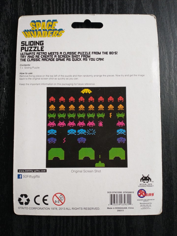 Space Invaders Sliding Puzzle Game 2013 50 Fifty Gifts NEW SEALED Free ...