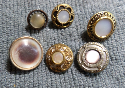 Lof of 6 Metal MOP Mother of Pearl Center Buttons | eBay