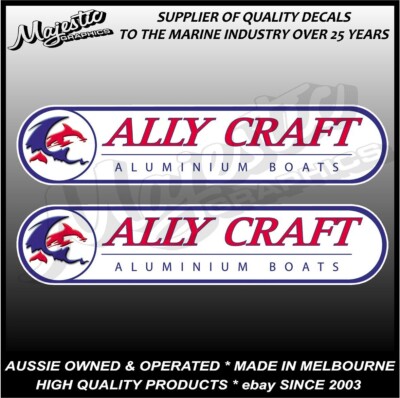 ALLY CRAFT - DECALS - 340mm x 75mm x 2 - BOAT DECALS - RETRO | eBay