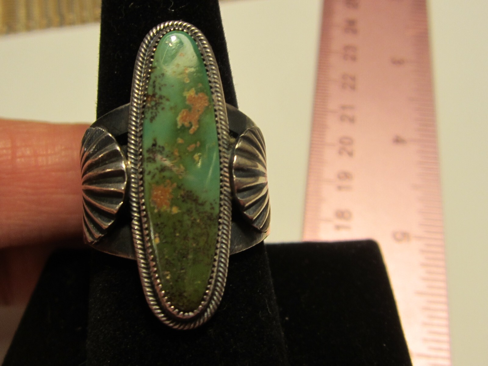 DELBERT GORDON , NAVAJO, STERLING TURQUOISE RING, SIZ… - Gem