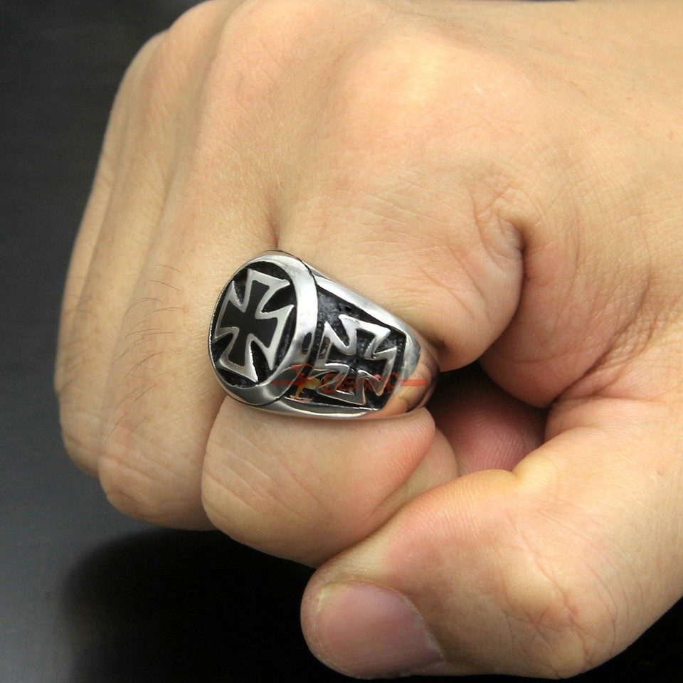 Men's Knight Templar German Iron Cross Pattee Patty Biker Stainless ...