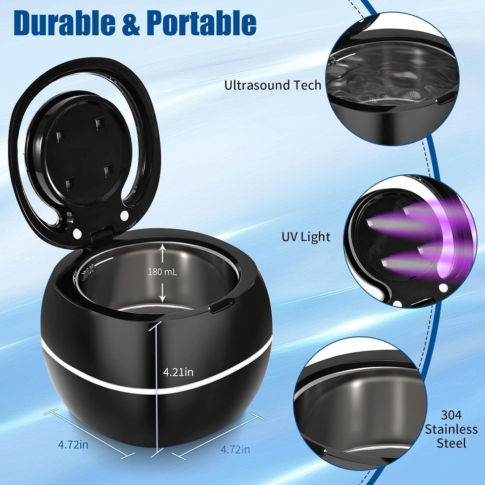 Ultrasonic Retainer Denture Mouth Guard Invisalign Aligner Cleaner ...