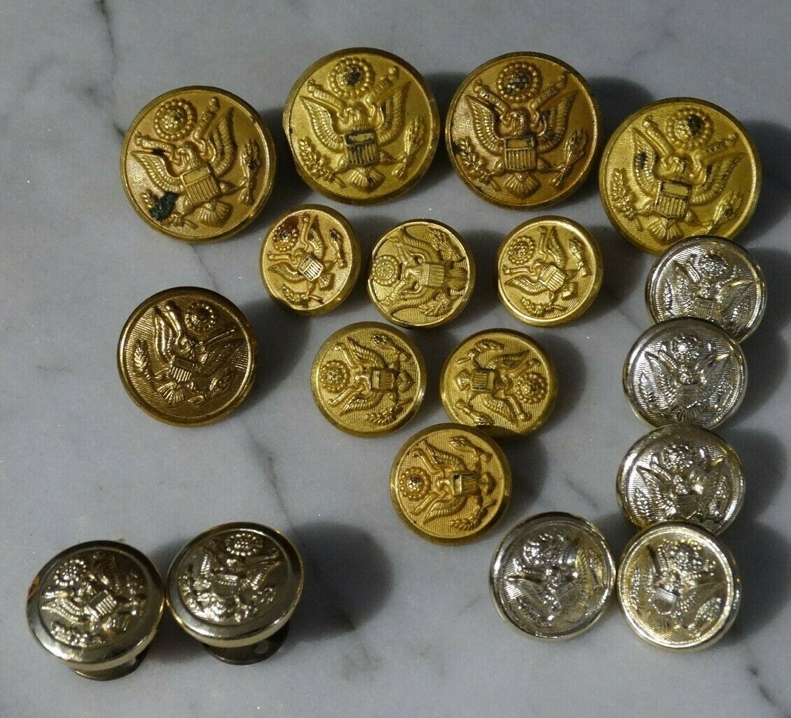 Vintage Lot of 18 Metal Military Buttons Waterbury Gaunt | eBay