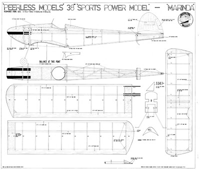 PEERLESS MARINDA FREE FLIGHT MODEL PLAN 38" SPAN | eBay UK