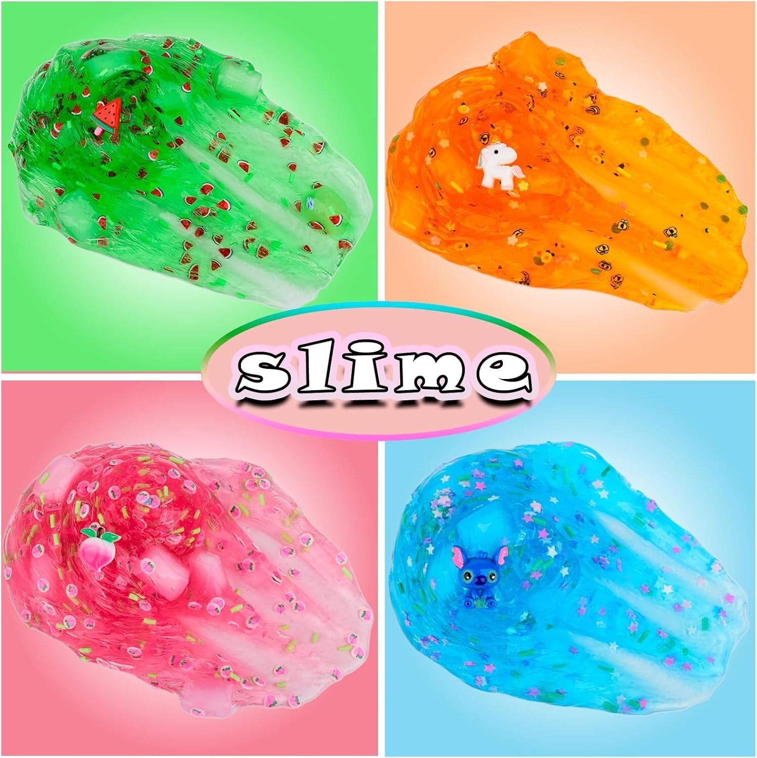 4 Pack Jelly Cube Crunchy Slime Kit Premade Jelly Clear Crunchy Slime ...
