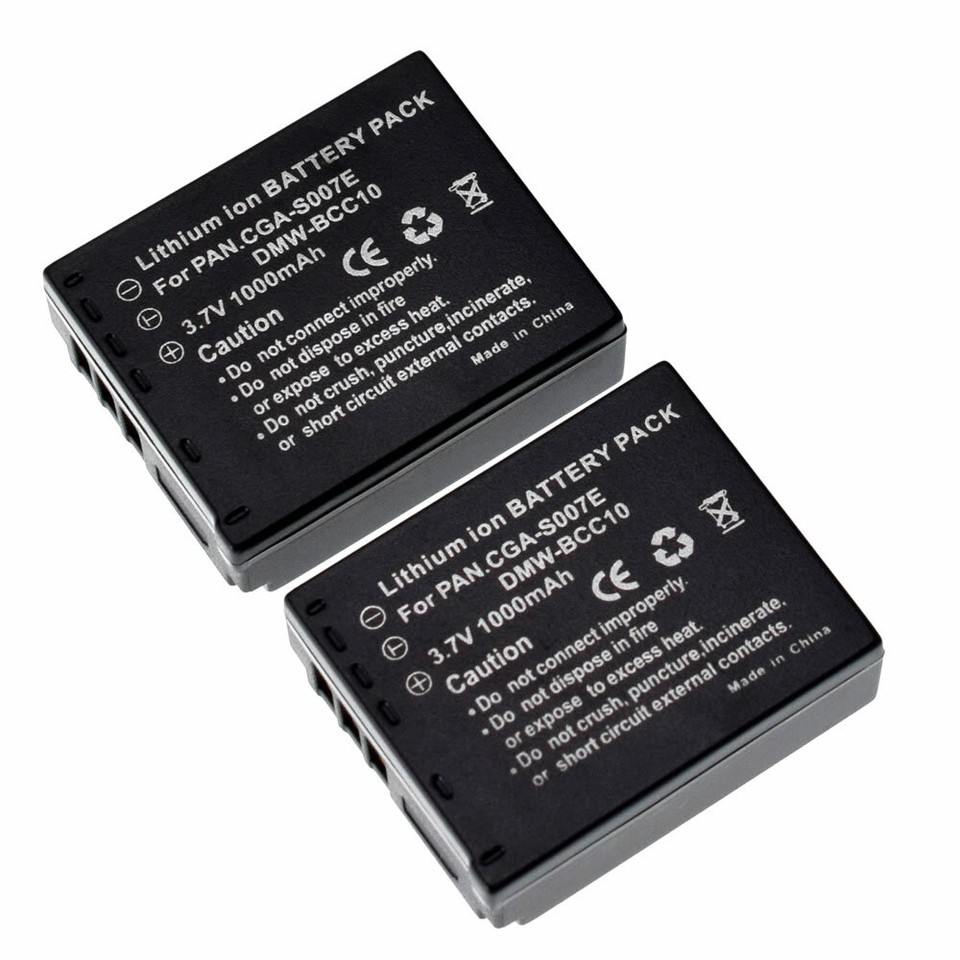 2X Li-ion Battery for Panasonic CGA-S007E CGA-S007A/B Lumix DMC-TZ3 DMC ...