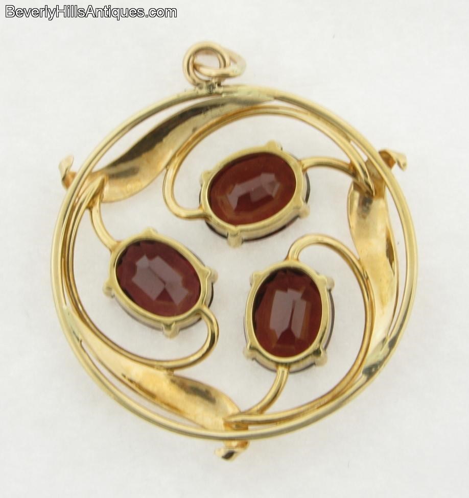 Vintage 14K Gold 3 Oval Garnets Pendant More Than 7 Carats Combined | eBay