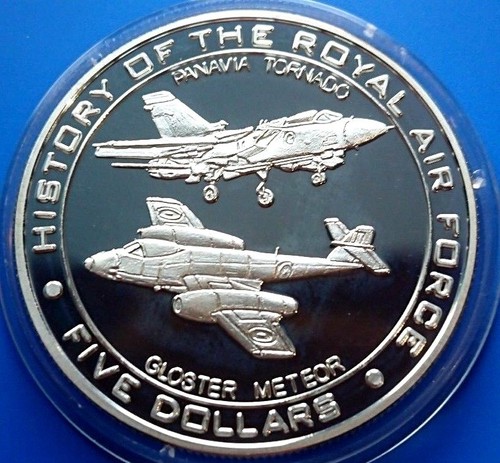 2008 NAURU $5 Five Dollar RAF Panavia Tornado & Gloster Meteor Silver ...