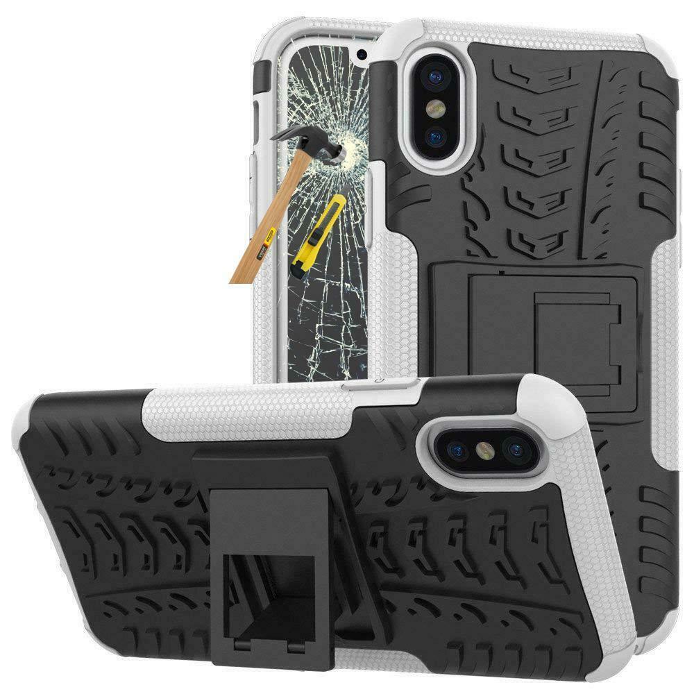 For Apple iPhone X New Genuine Shock Proof Stand Phone Case Cover +Temp ...