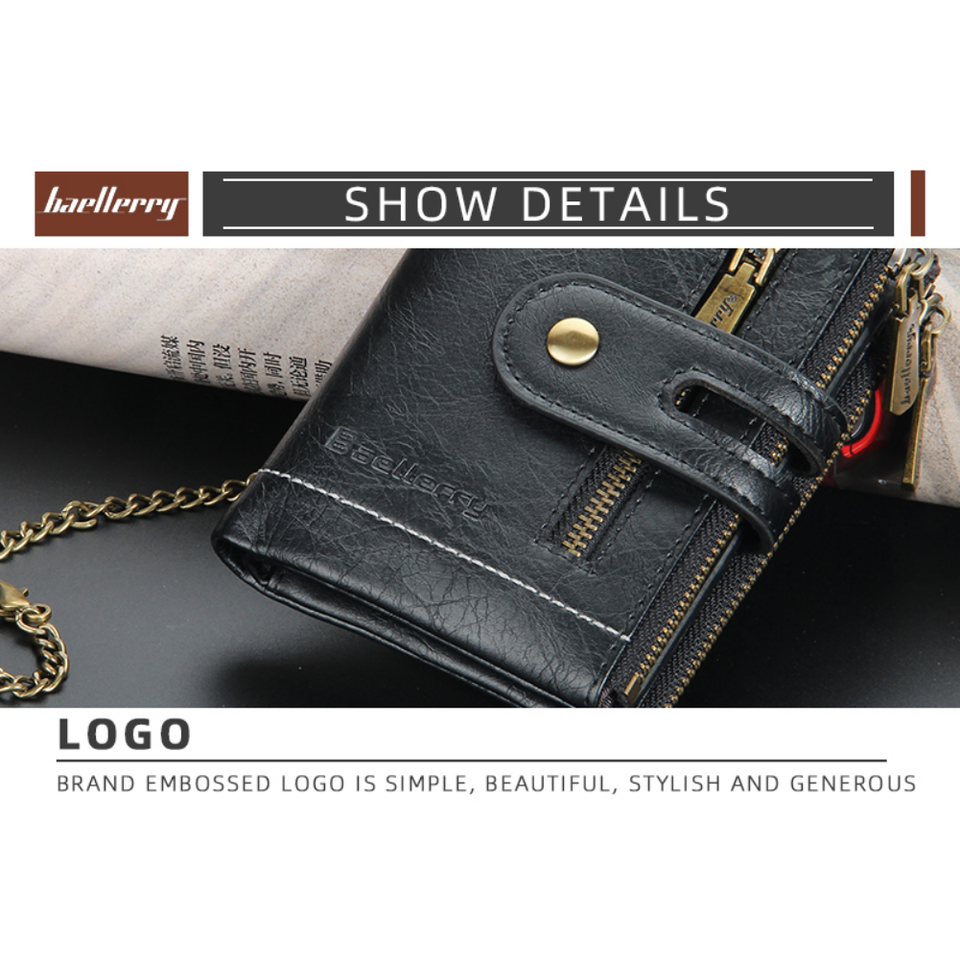 PU Leather Men's Short Wallet Retro Double Zipper Zero Wallet Multi ...