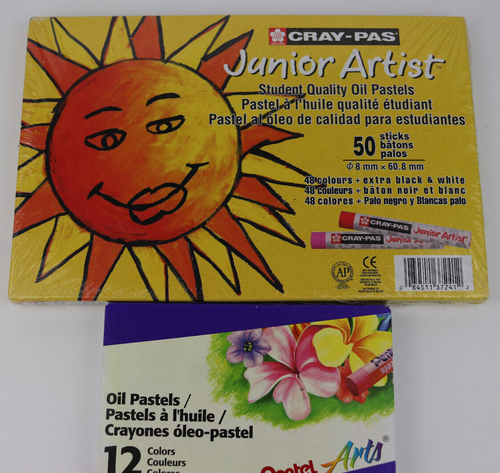 Cray-Pas Junior Artist Oil Pastels 50-Color Set w Bonus Pentel Arts 12 ...