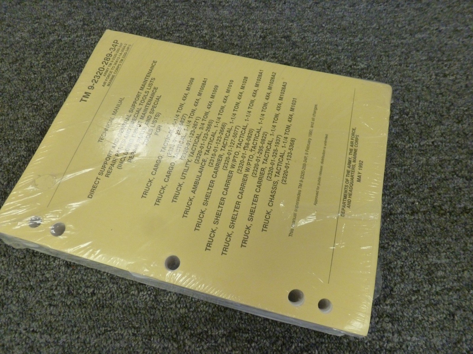 1992 Army Air Force Marine M1028A1 M1028A2 Truck Tools & Parts Catalog ...