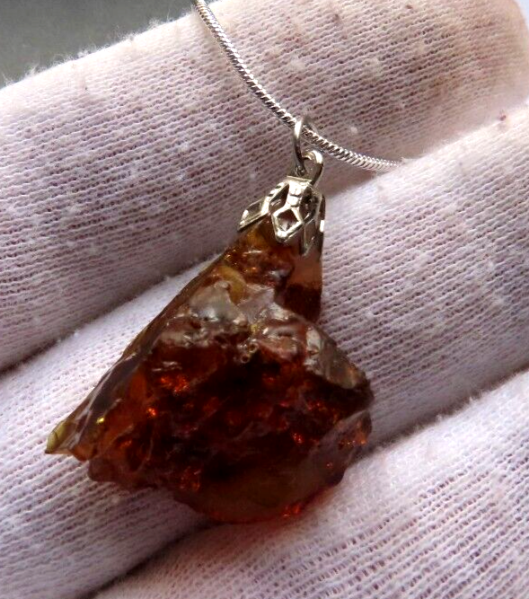Raw Reddish Amber Pendant from Mexico | eBay