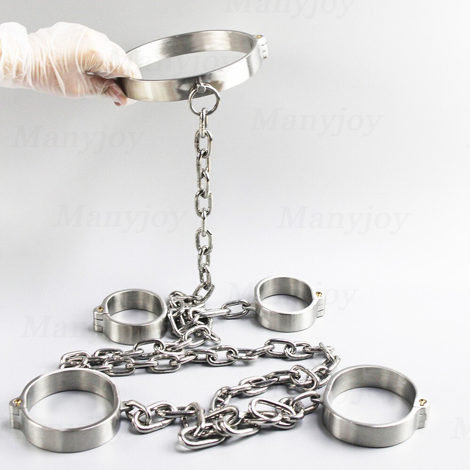 Stainless Steel Handcuffs Ankle Neck Collar Cuffs Bondage Slave Game ...