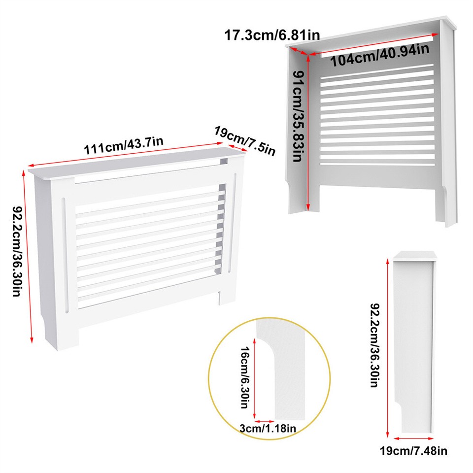 Premium Large 92CM Tall Radiator Cover Bar Wall Cabinet MDF Grill Shelf ...