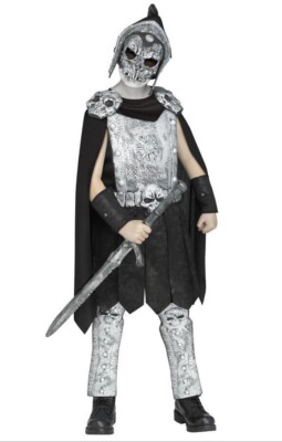 Undead Roman Skull Gladiator Boy's Costume. Includes: Mask, Helmet, Arm ...