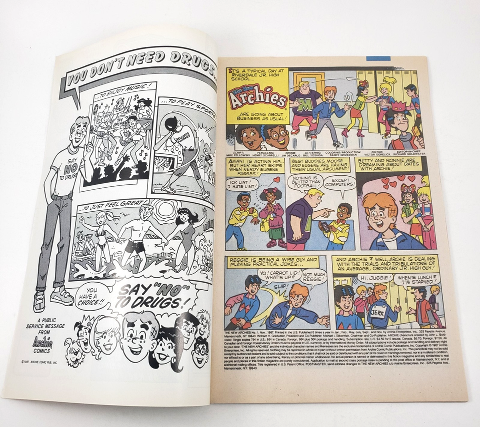 1987 Archie Comics The New Archies #1 Cartoon Show Pellowski/Scarpelli ...