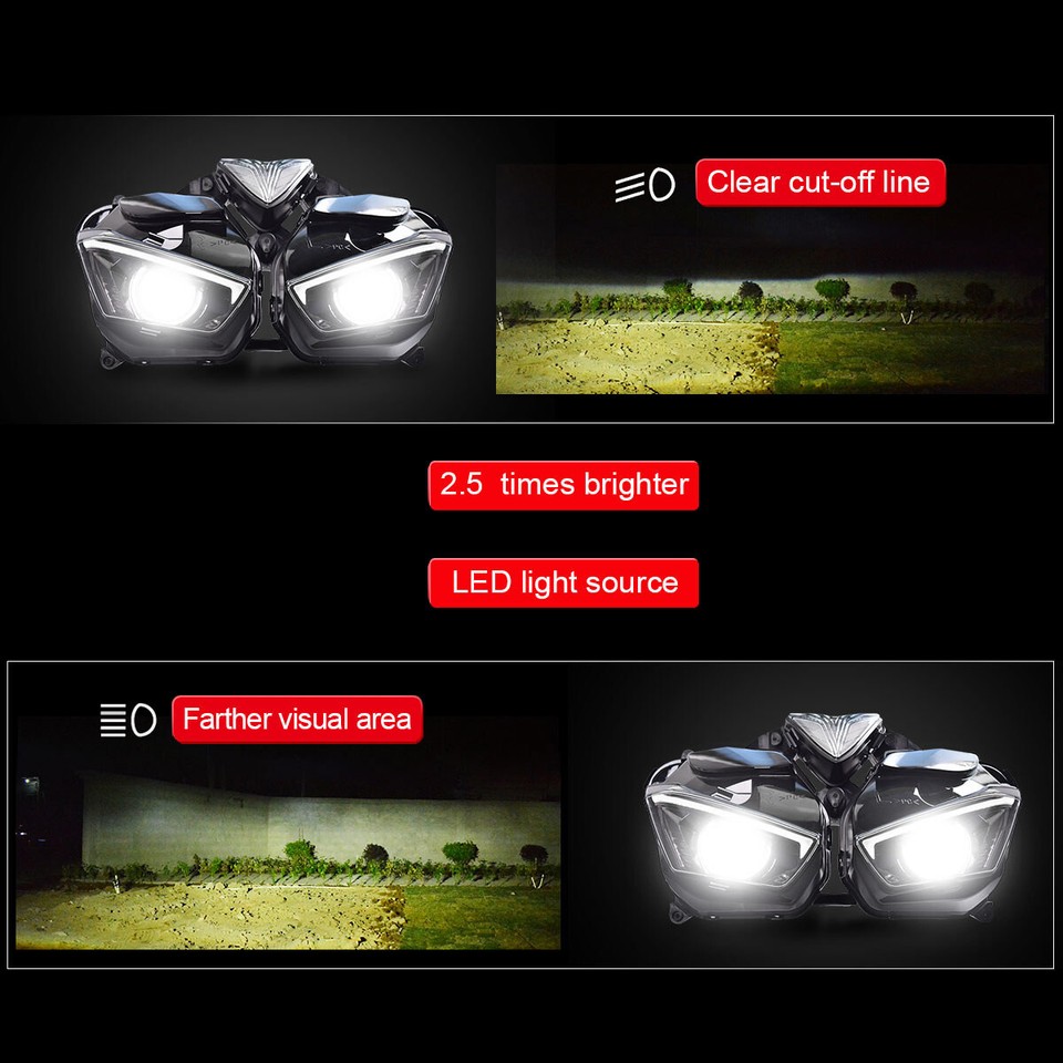 1X Full LED Headlight Assembly for Yamaha YZF R3 15-18 Sportbike Front ...