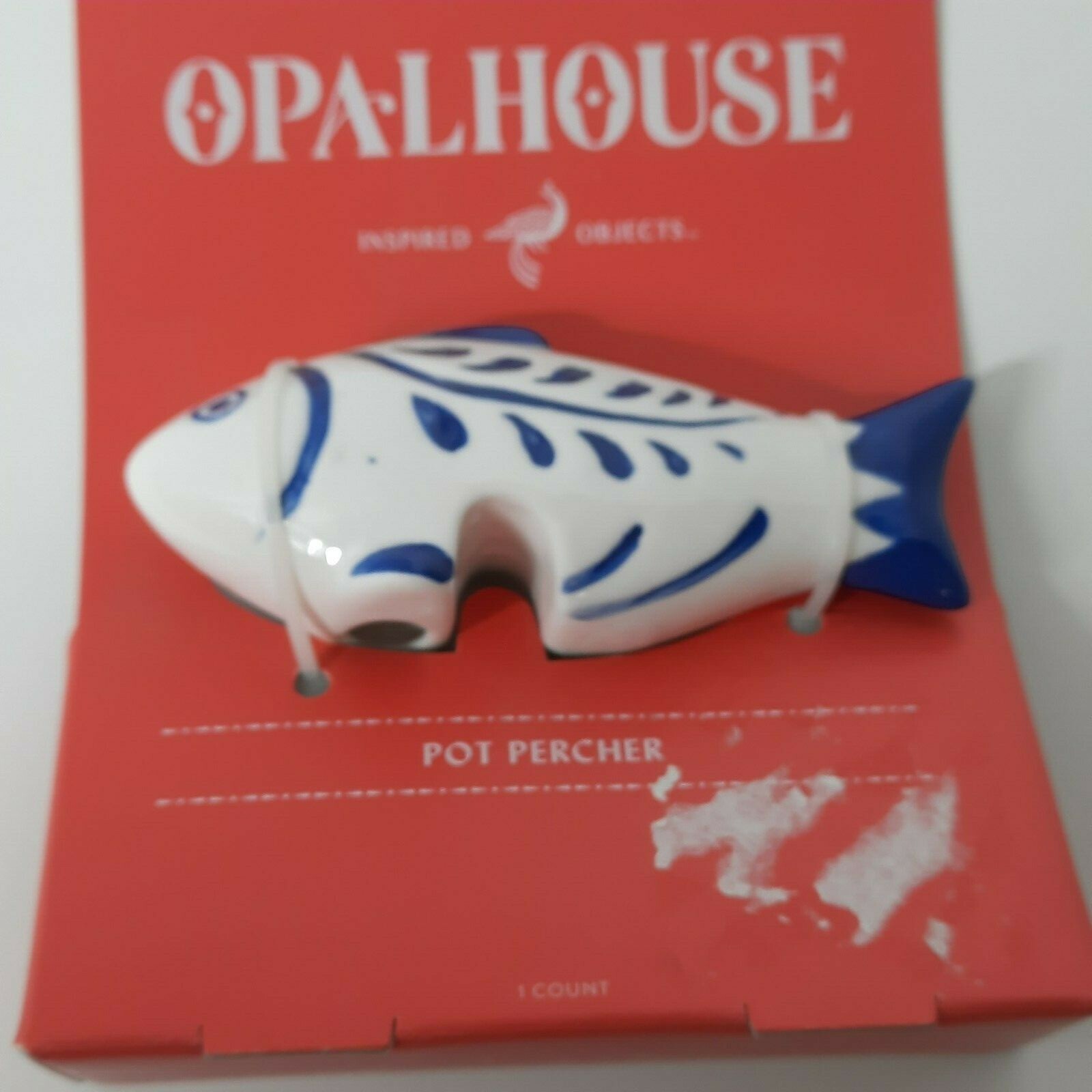 Opalhouse Ceramic Fish Pot Percher White & Blue Opal House 4" New Set ...