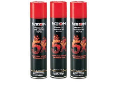 Neon Lighter 5X Gas Refill Butane Fluid Fuel Refined 300ml 10.1 (Pack ...