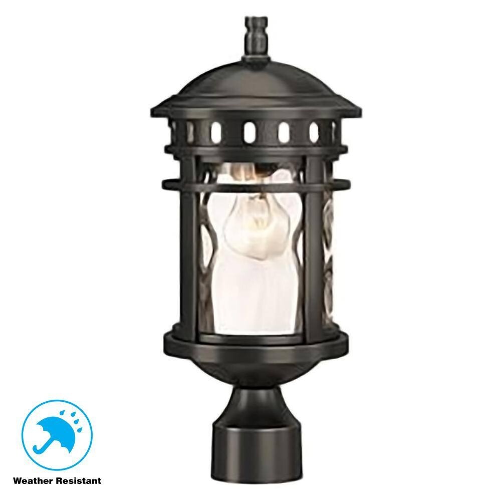 Alestino 1-Light Black Outdoor Lamp Post Lantern Mount with Water Glass ...