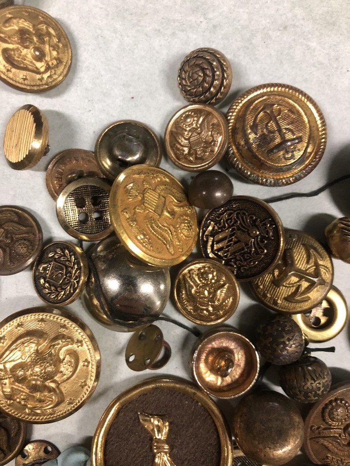 Vintage Military Buttons Lot And Civil Fire Department Antique Button ...