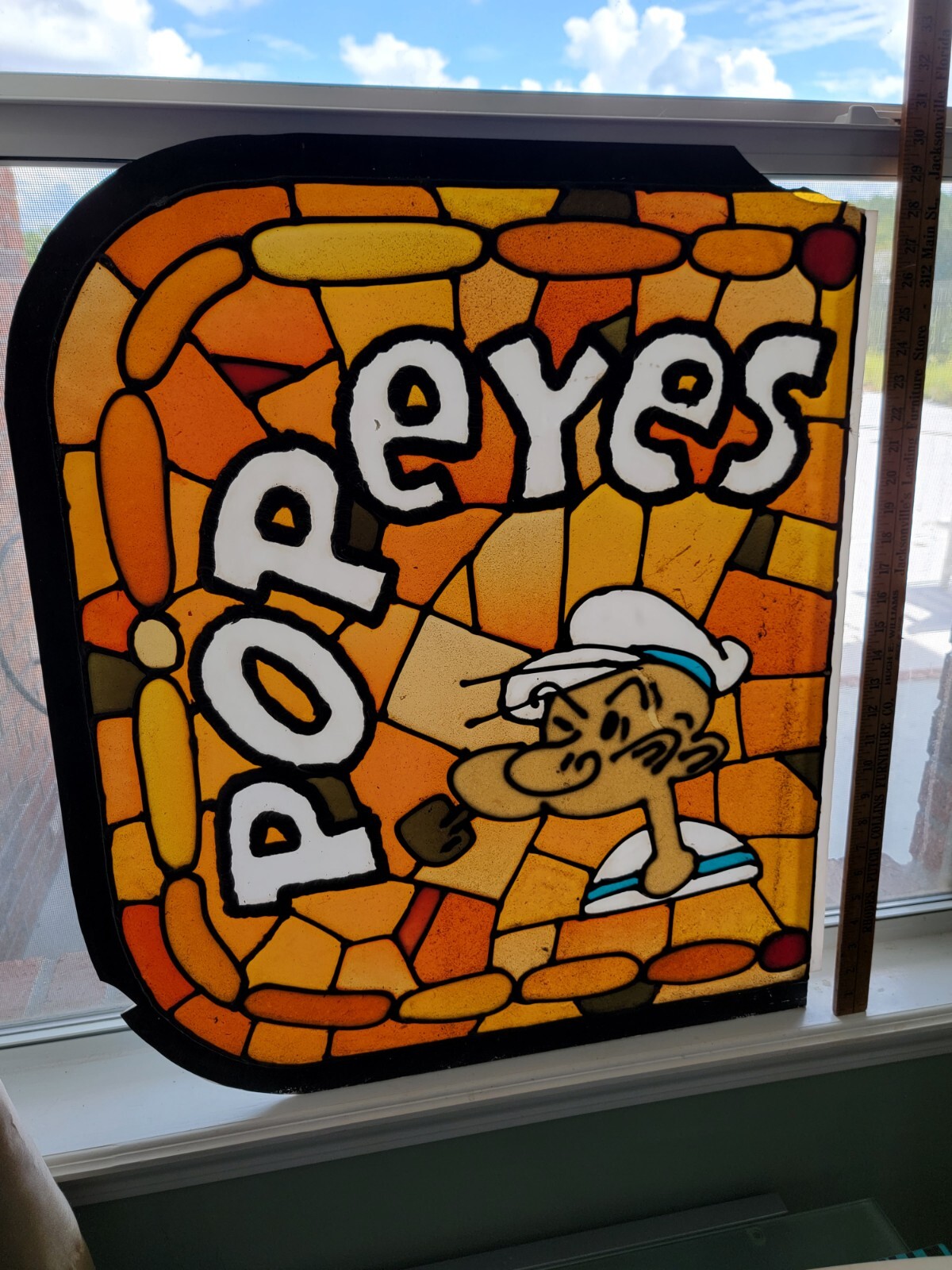 Vintage Popeyes Restaurant Window Sign Olive Oyl Sweat Pea New Orleans ...