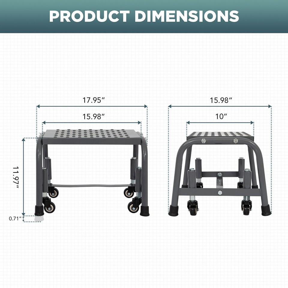 1 Step Steel Rolling Ladder Footstool Multifunctional and Portable ...