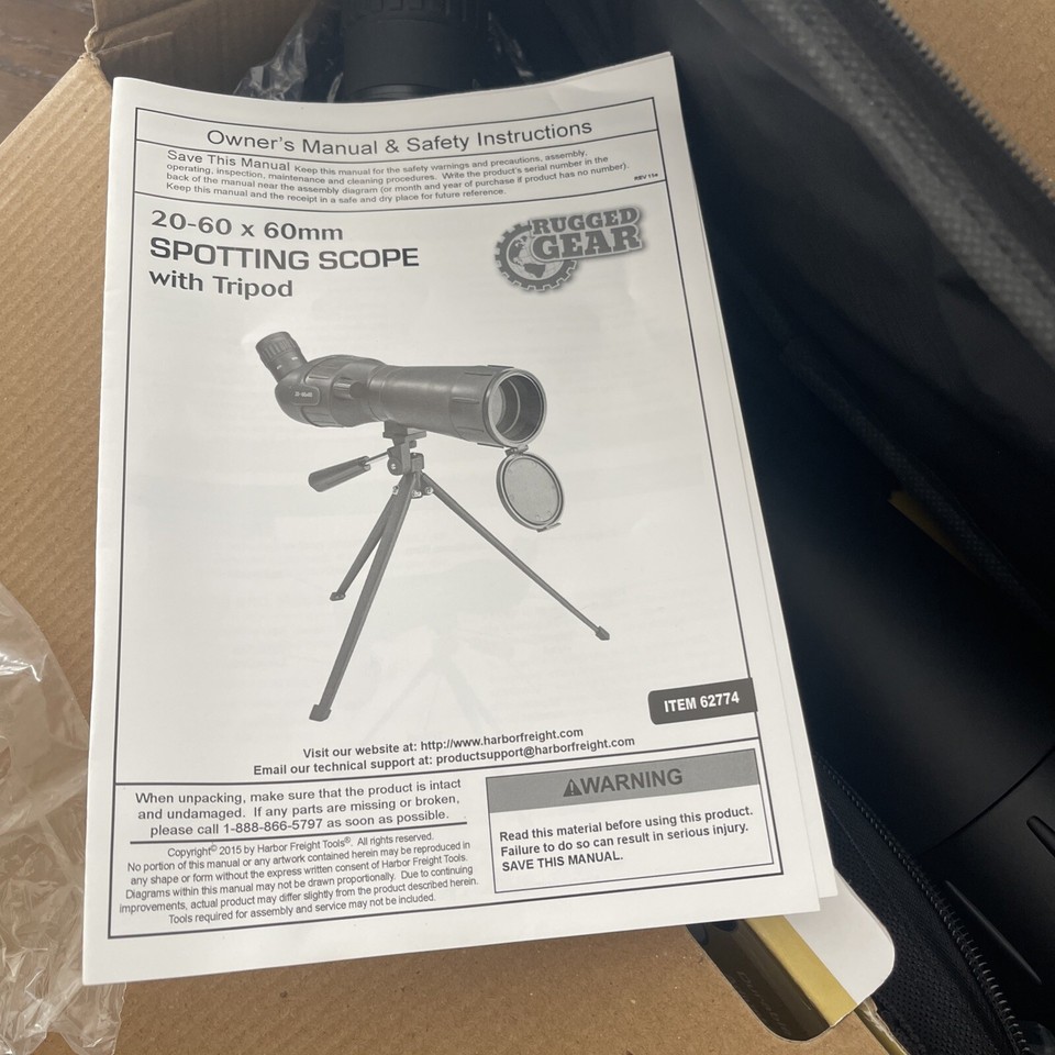 20-60 x 60mm Spotting Scope w/ Case & Tripod and Lens Caps ~ Rugged ...