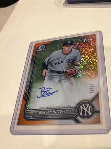 Benjamin Cowles Bowman Chrome Auto Orange Shimmer 25/25 Yankees | eBay